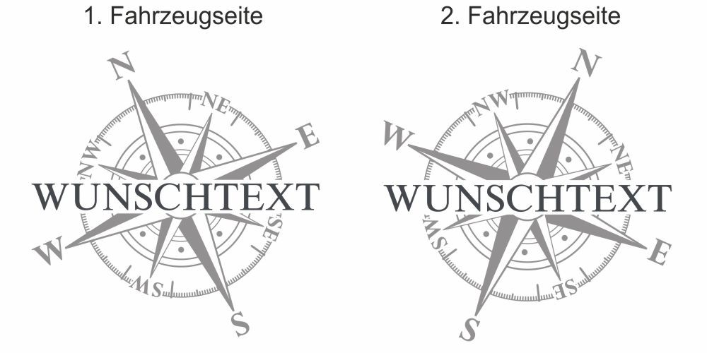 Autotattoo Windrose mit Wunschtext